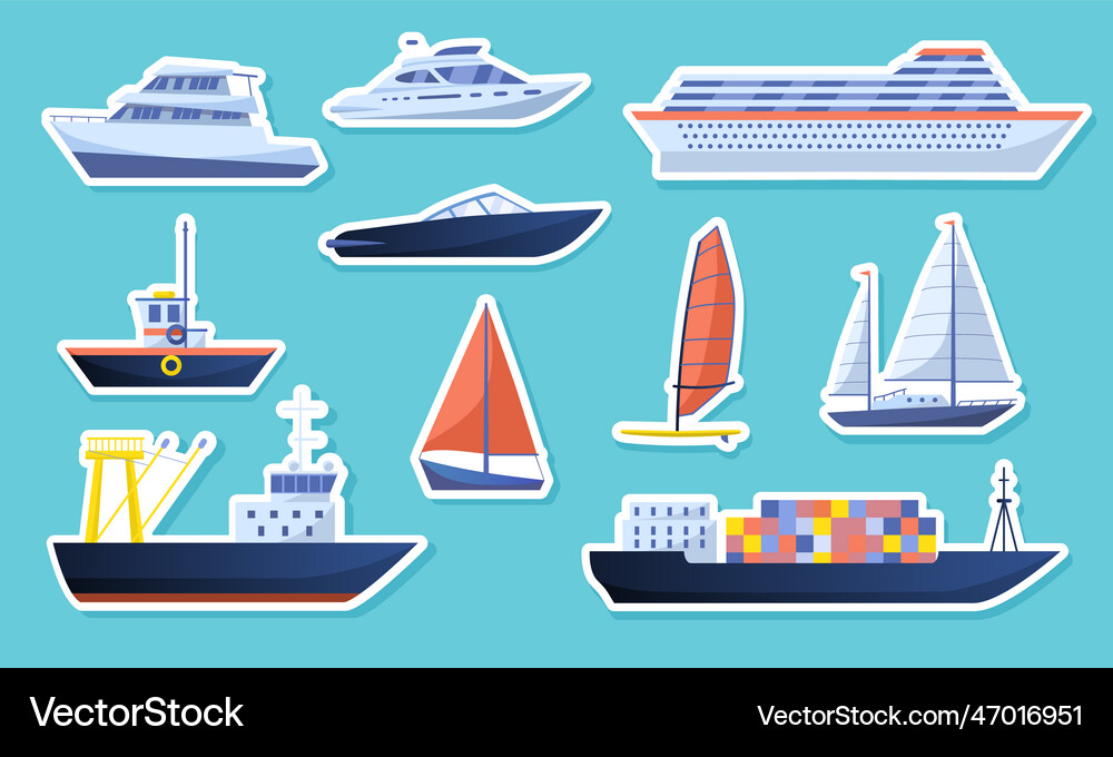 Set of ship stickers Royalty Free Vector Image