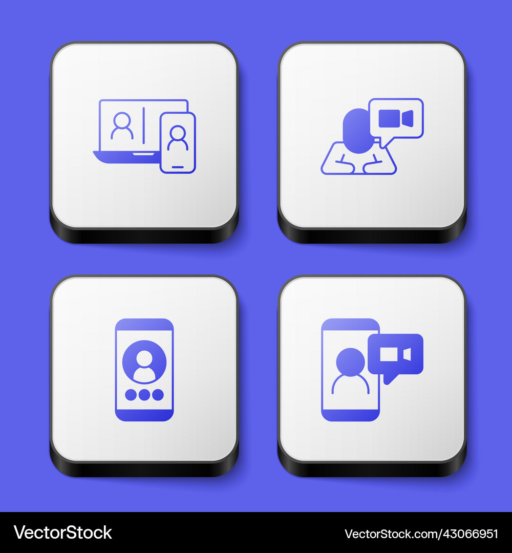 Set video chat conference and icon white square Vector Image