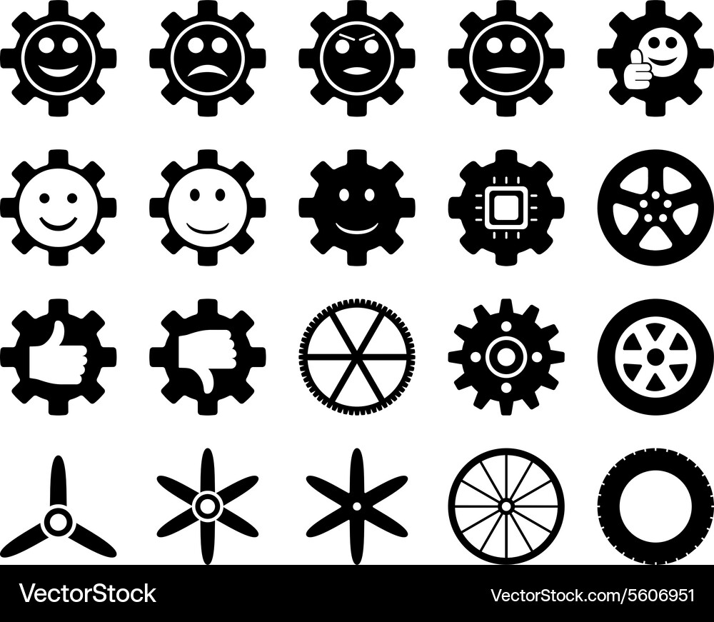 Tools and smile gears icons Royalty Free Vector Image