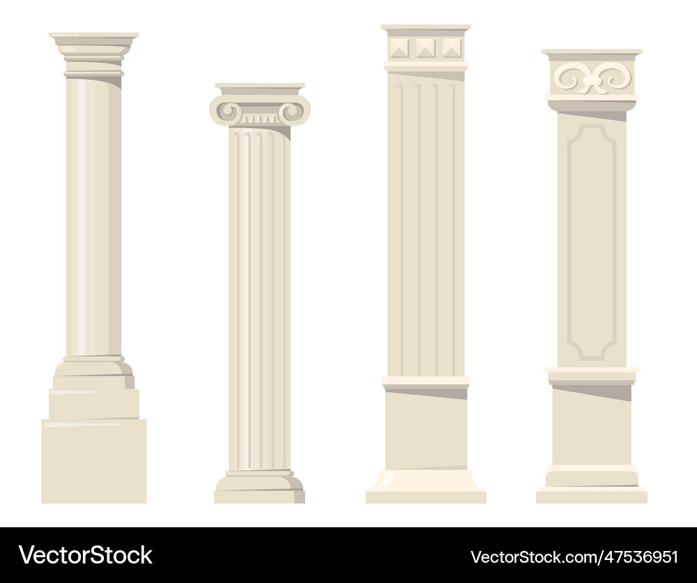 Vintage classic carved architectural pillars Vector Image