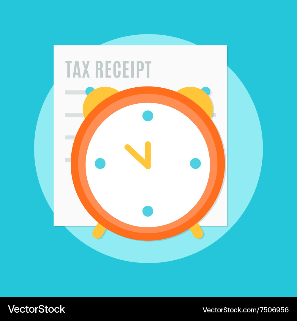 Alarm clock and tax receipt Royalty Free Vector Image