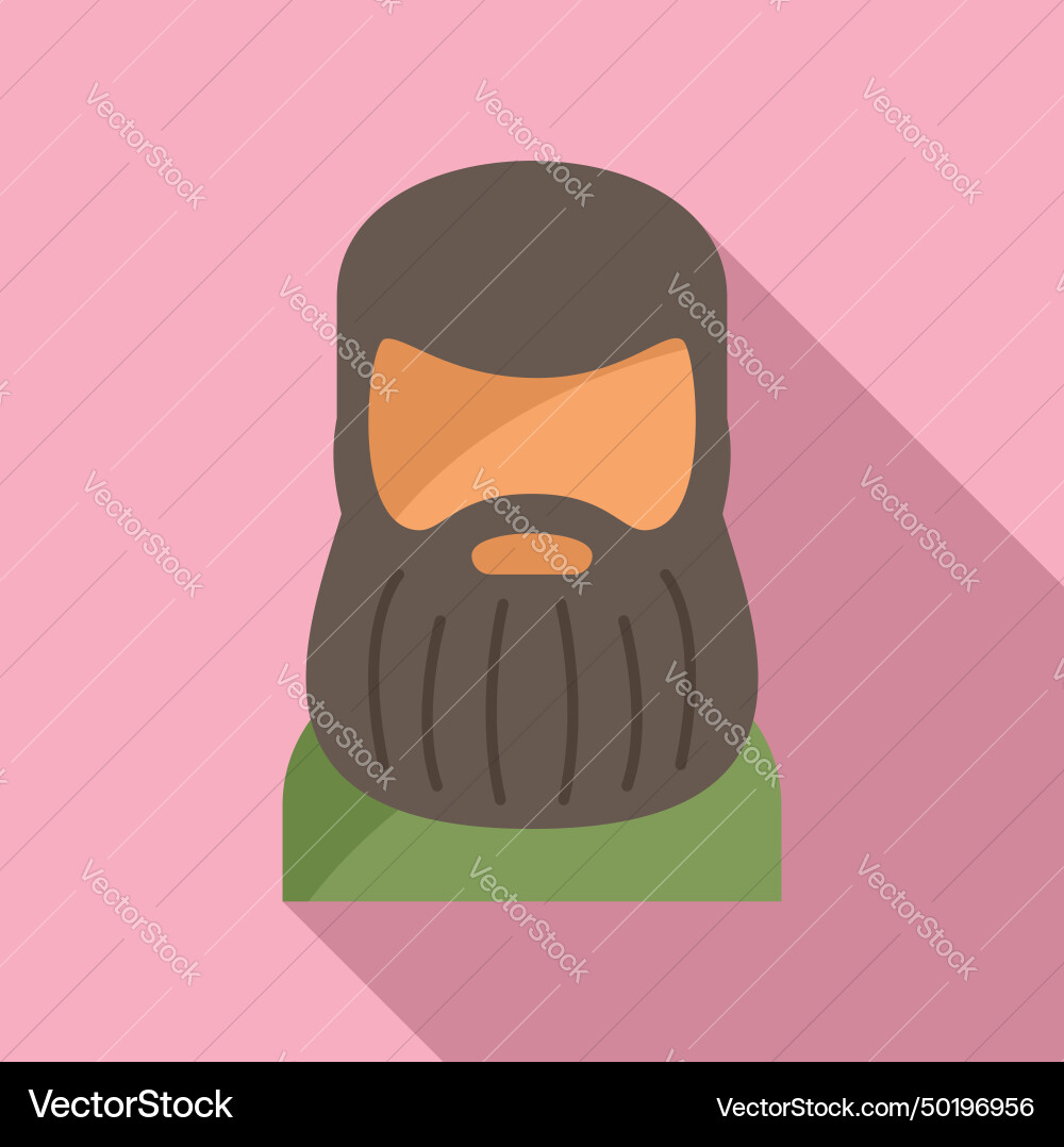 Big beard man icon flat aged adult Royalty Free Vector Image