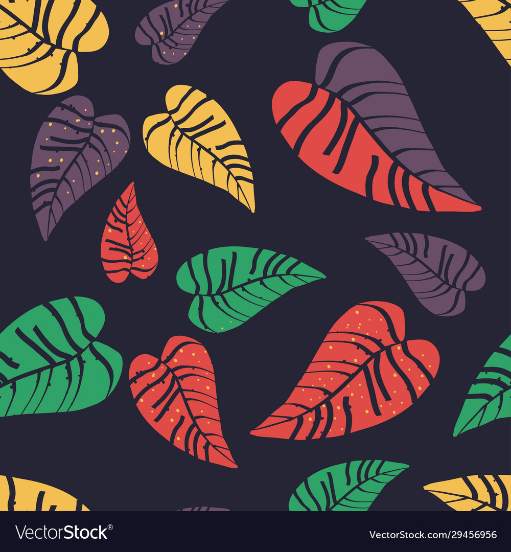 Colorful Tropical Leaves Seamless Pattern Vector Image