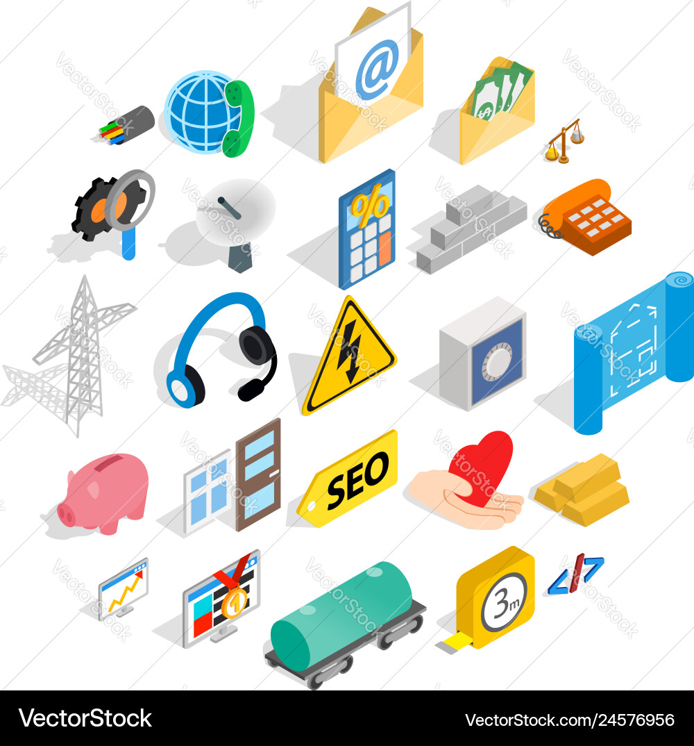 Commercial activity icons set isometric style Vector Image