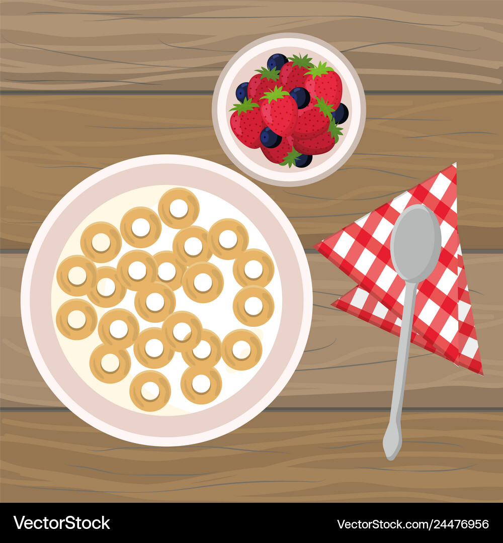 Delicious tasty breakfast cartoon Royalty Free Vector Image