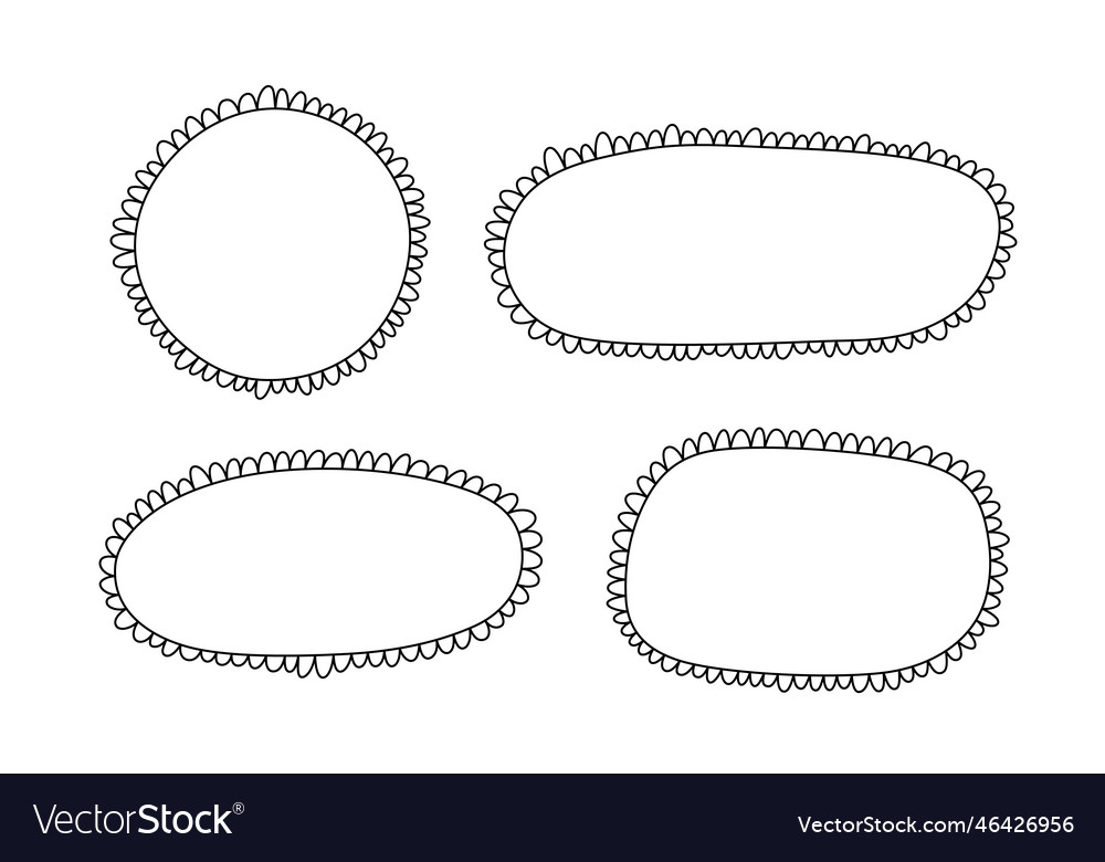 Doodle circle and square scalloped frames hand Vector Image