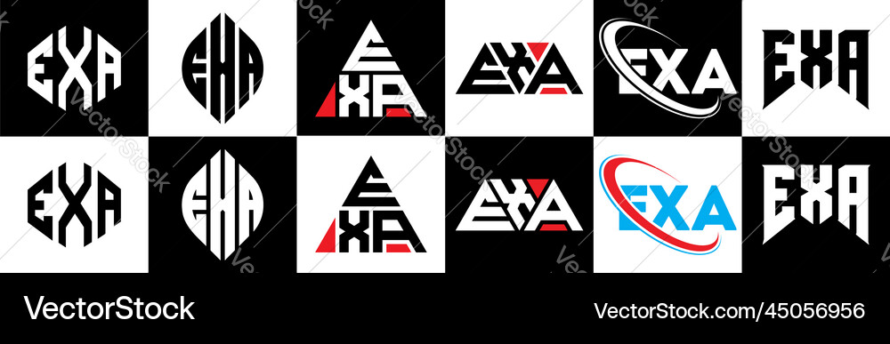 Exa letter logo design in six style polygon Vector Image