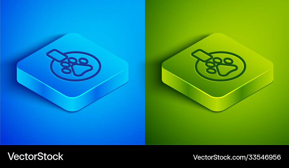 Isometric line collar with name tag icon isolated Vector Image