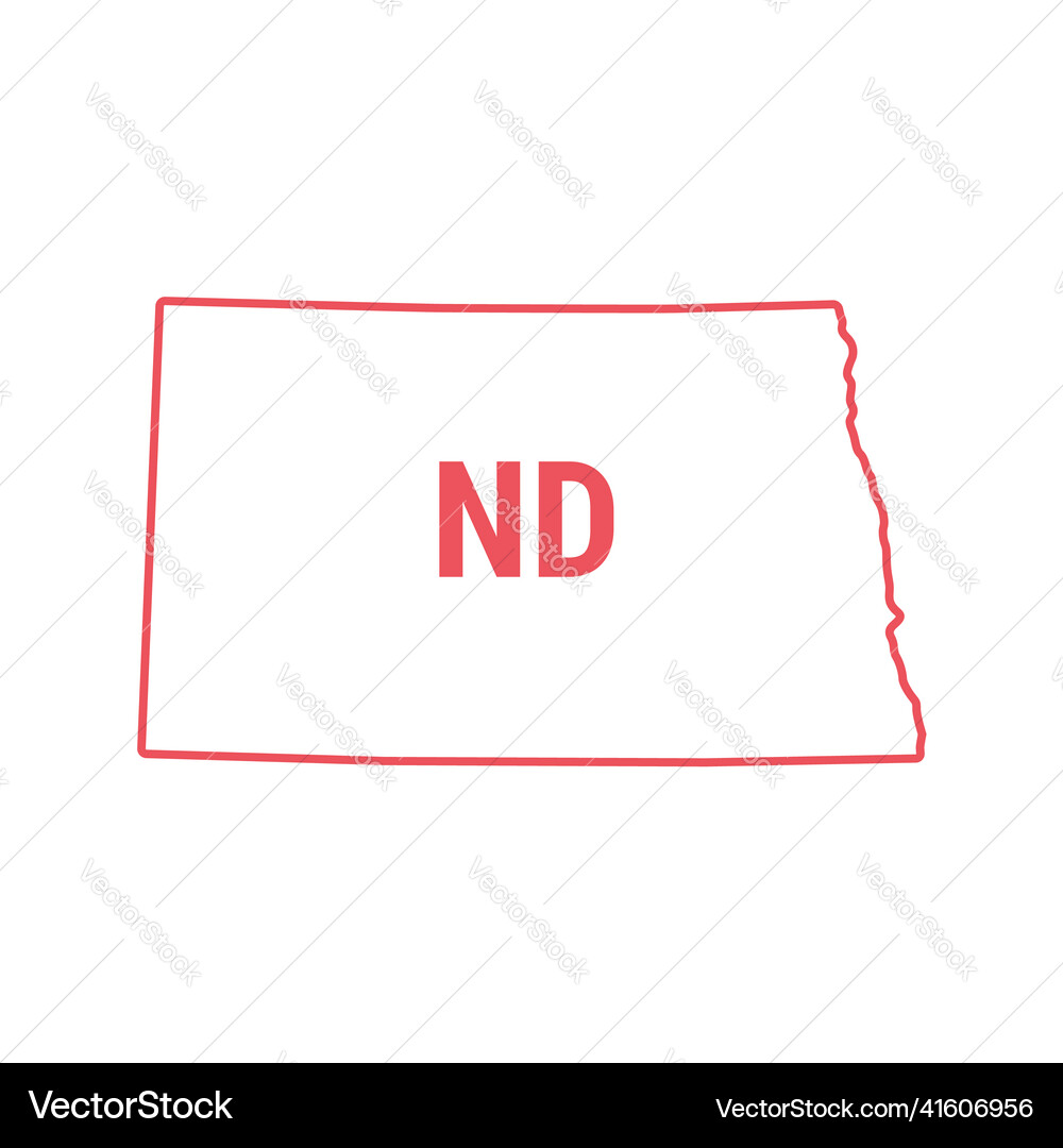 North dakota us state map red outline border Vector Image