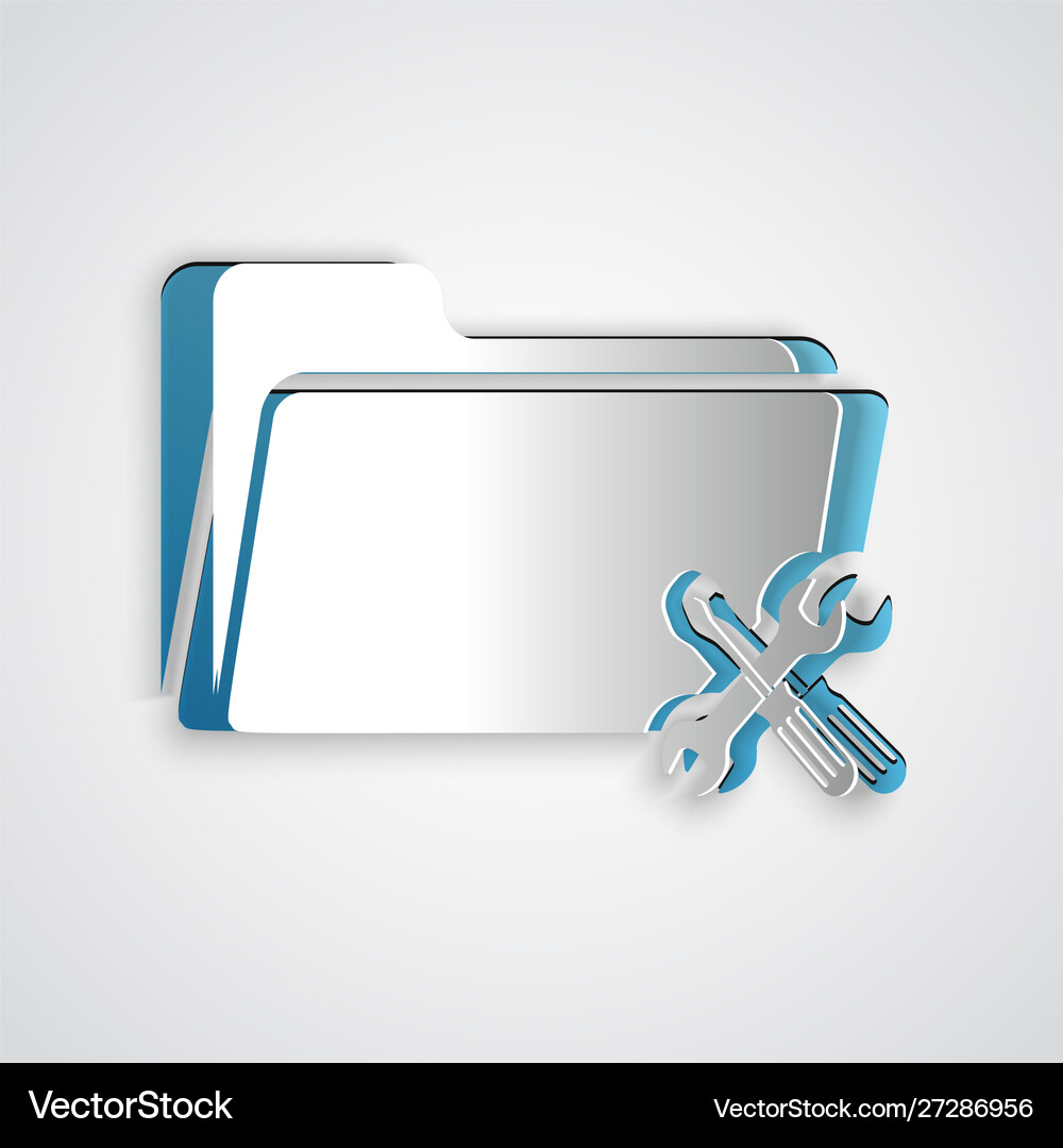 Paper cut folder with screwdriver and wrench icon Vector Image