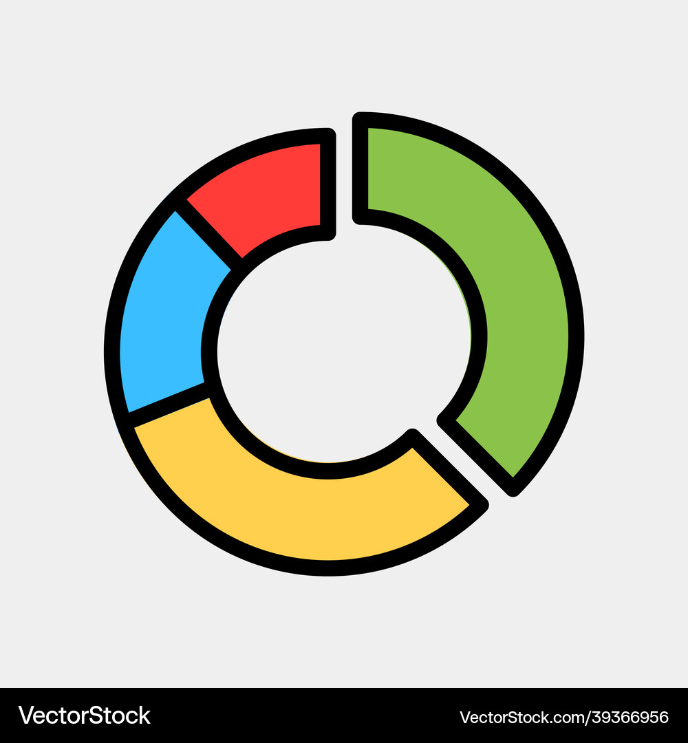 Pie chart icon in filled line style for any Vector Image