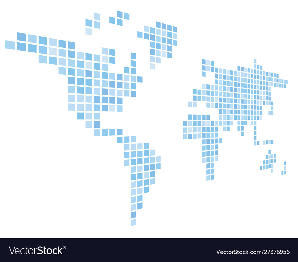Pixelized map world side perspective black Vector Image