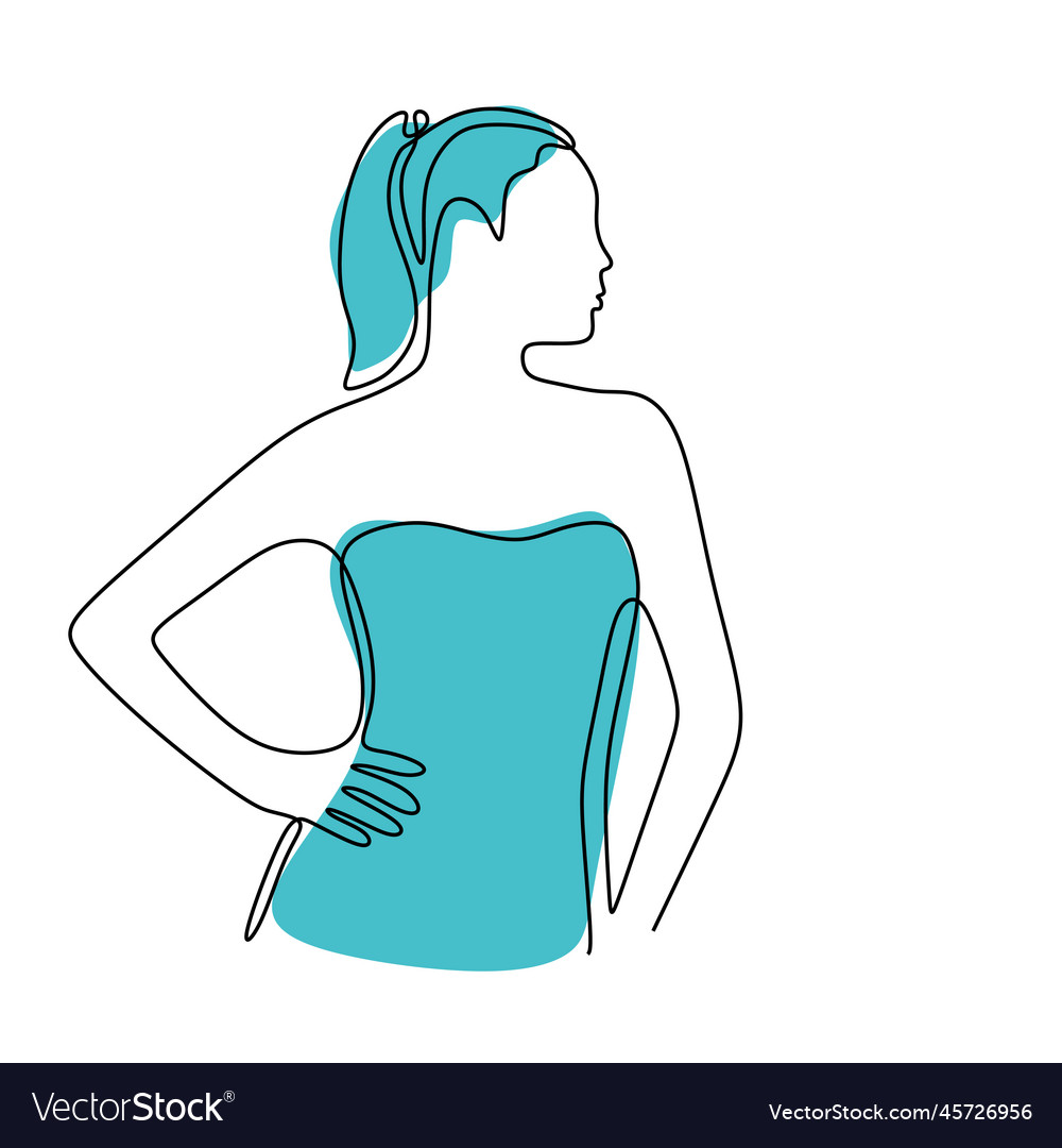 Pretty Girl Continuous Line Drawing Minimalist Vector Image