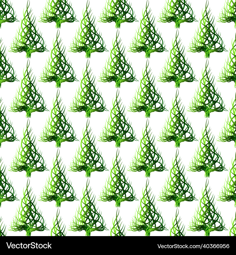 Seamless pattern with christmas tree of wavy lines