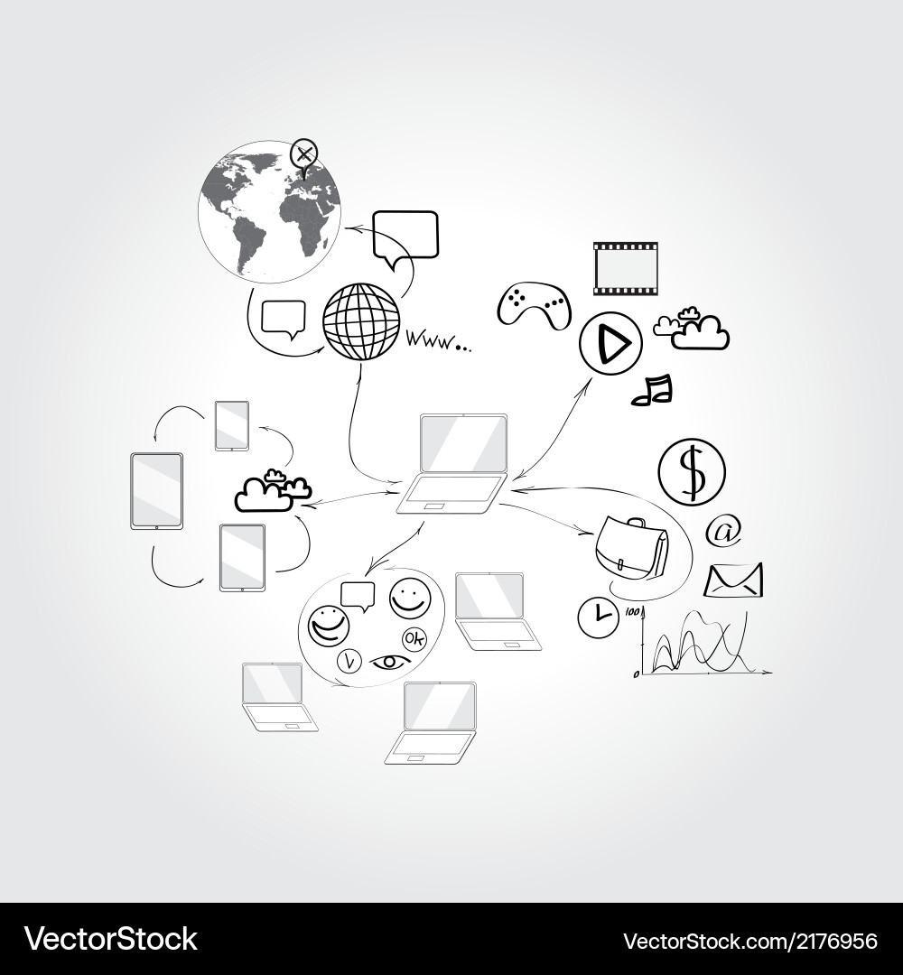 Set of doodle design concepts for cooperation Vector Image