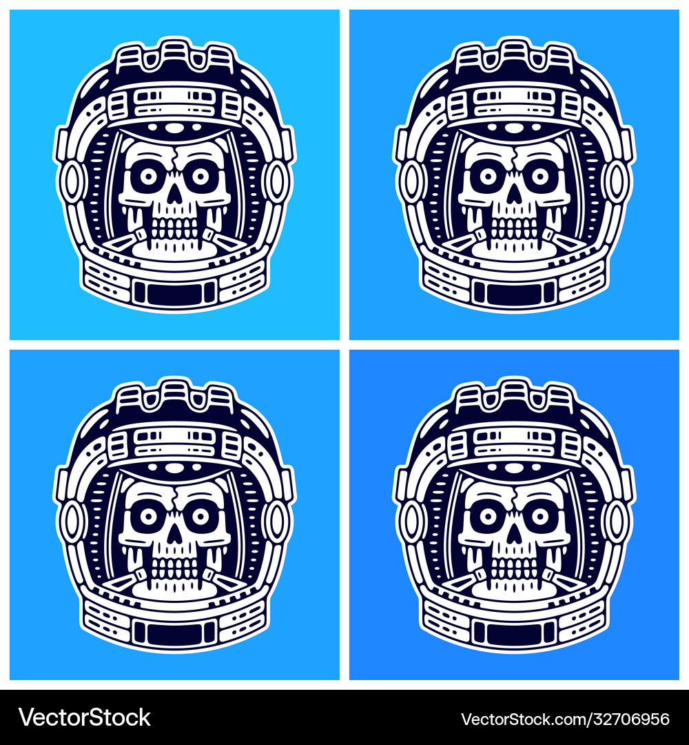 Spaceman skull modern space print monochrome Vector Image