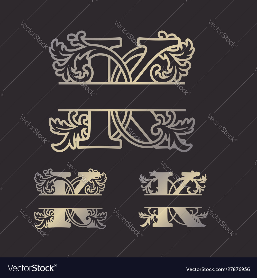 Split letters split monogram font split alphabet Vector Image