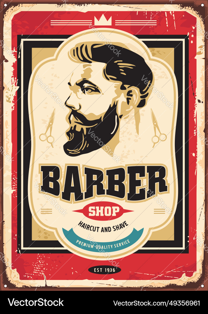 Barber shop retro poster design Royalty Free Vector Image