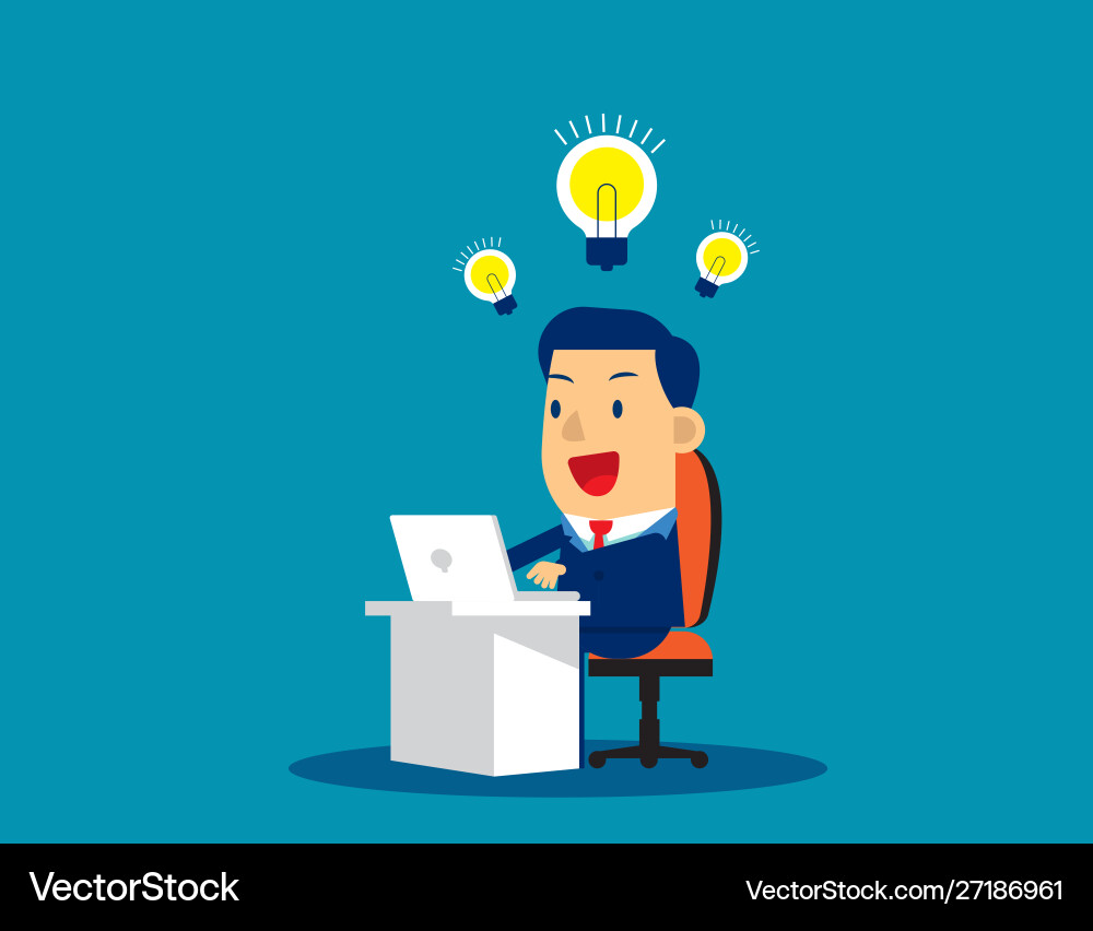 Businessman working and creation ideas bulb Vector Image