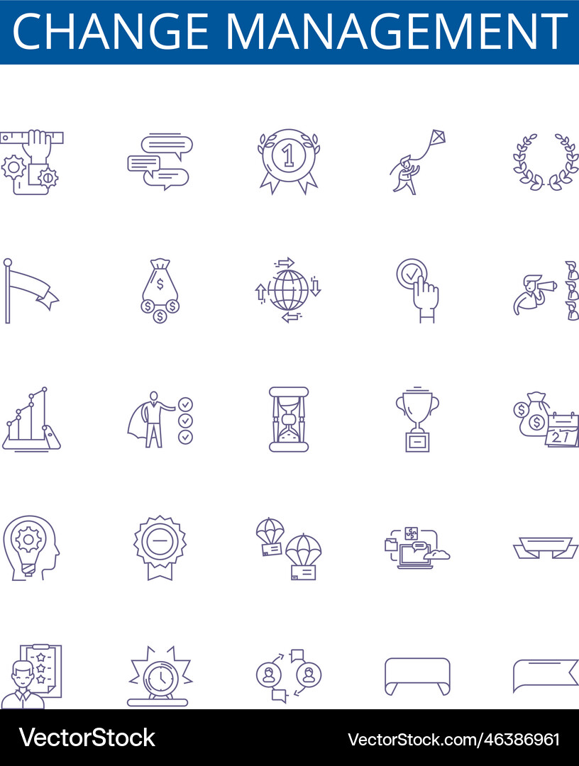Change management line icons signs set design Vector Image