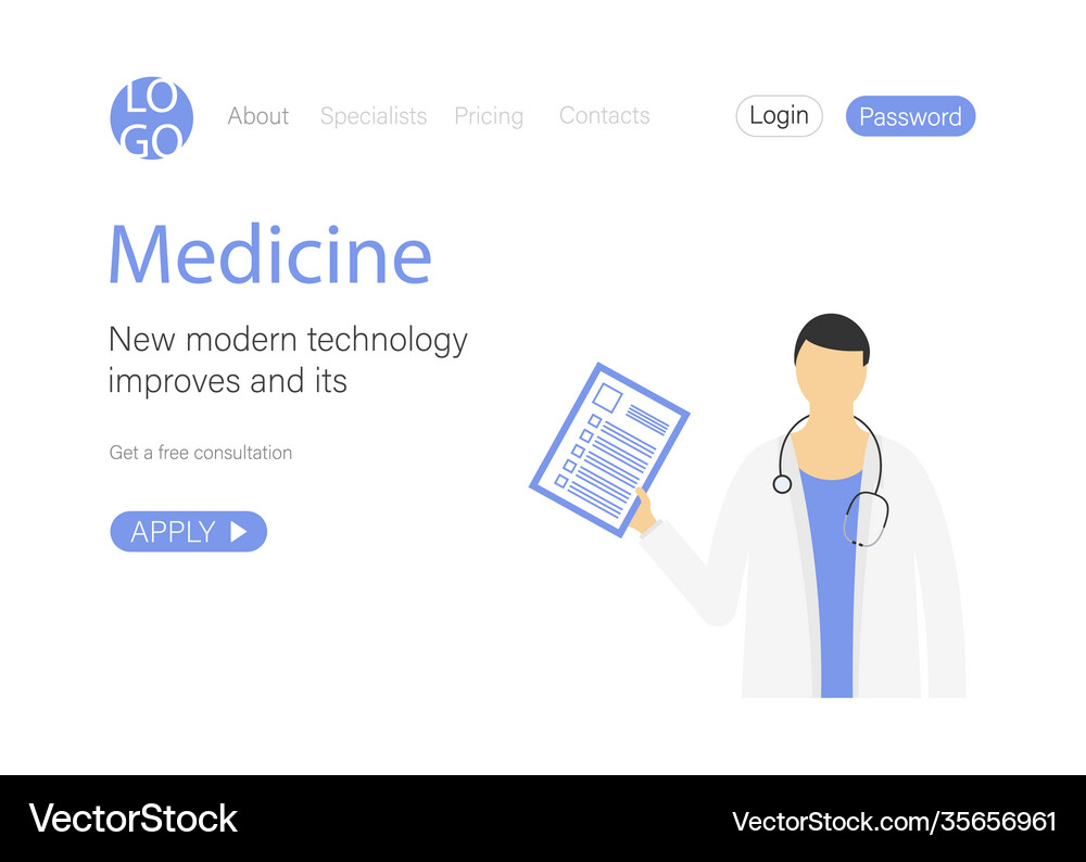 Doctor online template design web page medical Vector Image