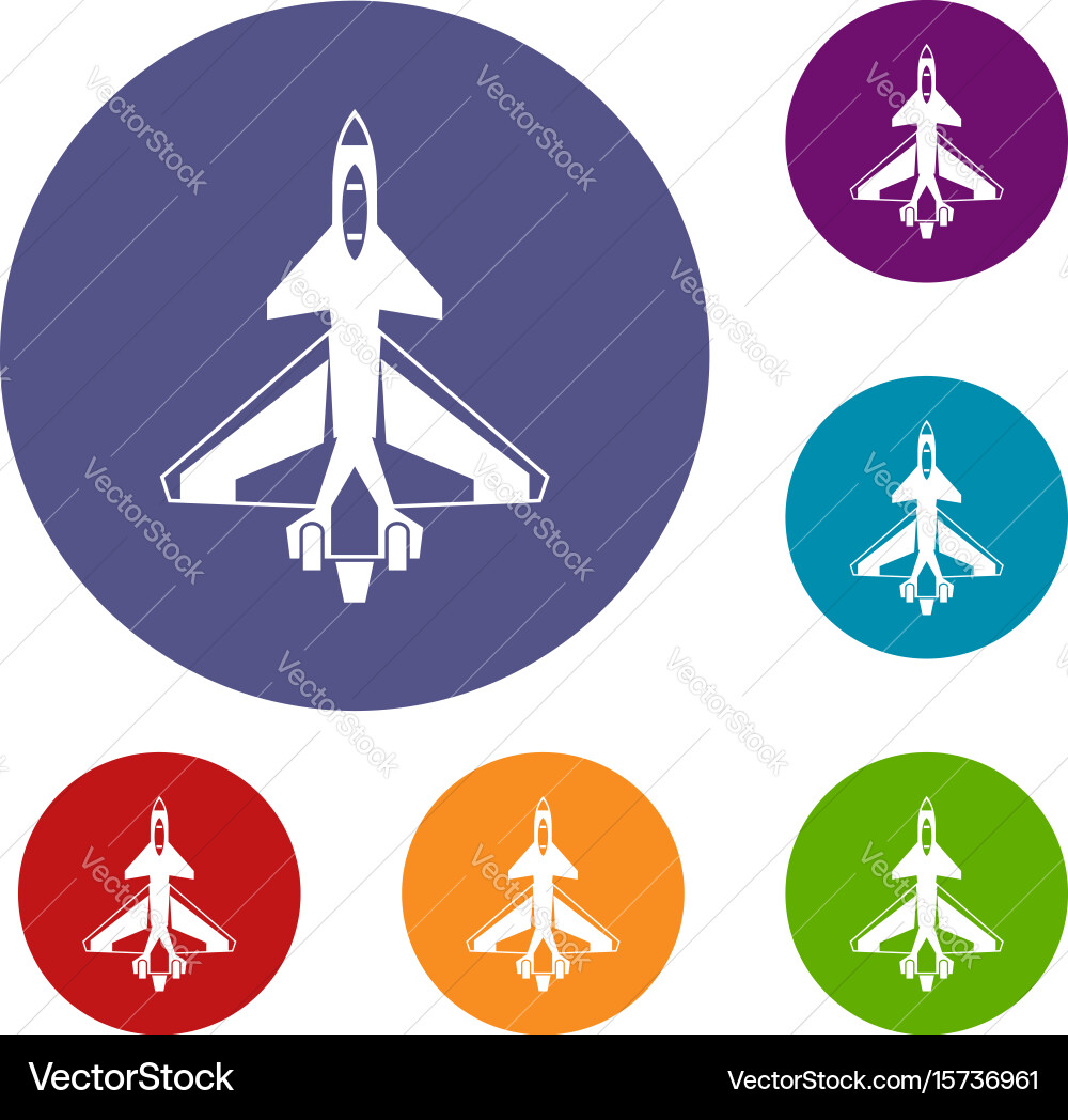 Military fighter jet icons set Royalty Free Vector Image