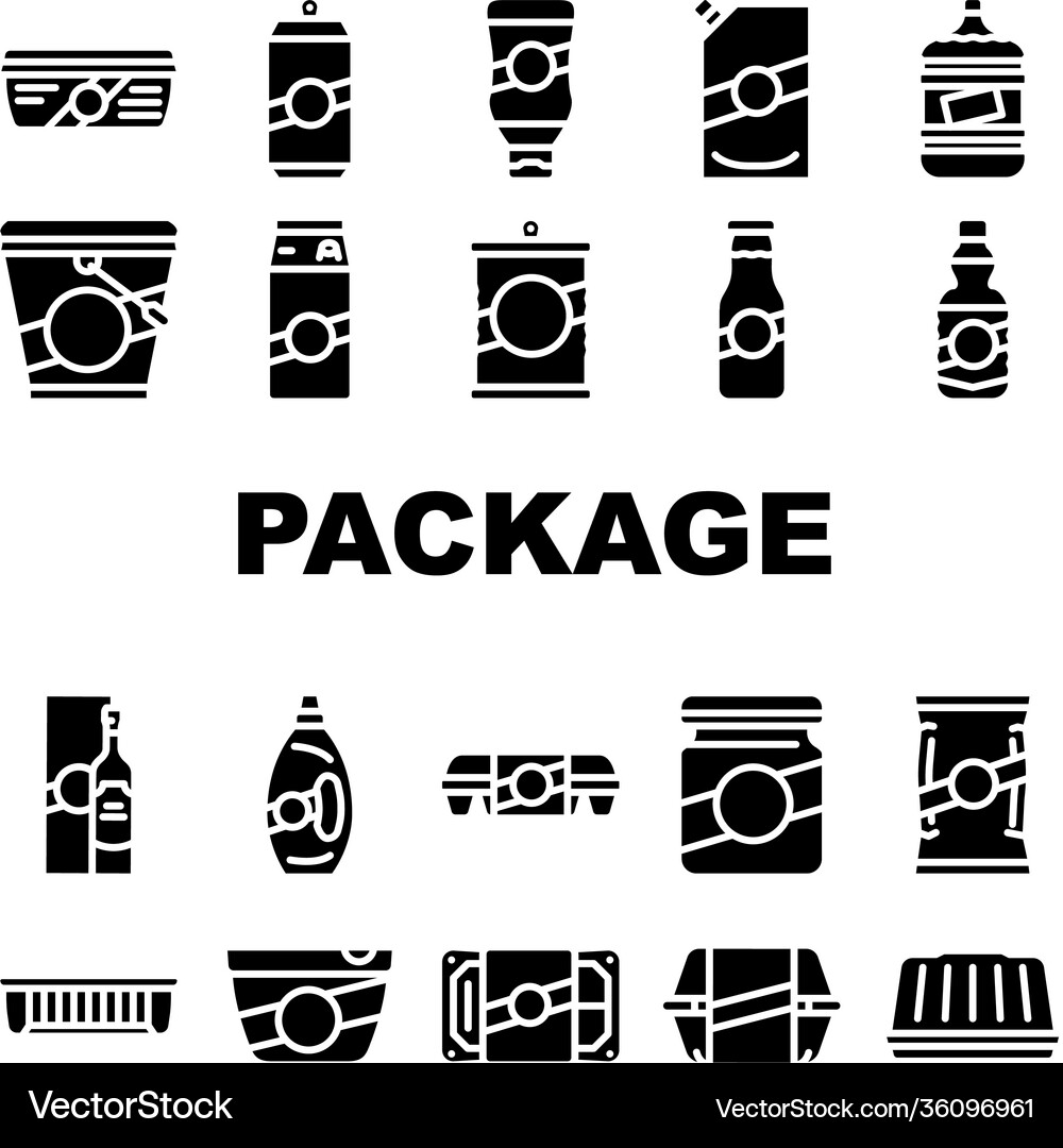 Package for product collection icons set Vector Image
