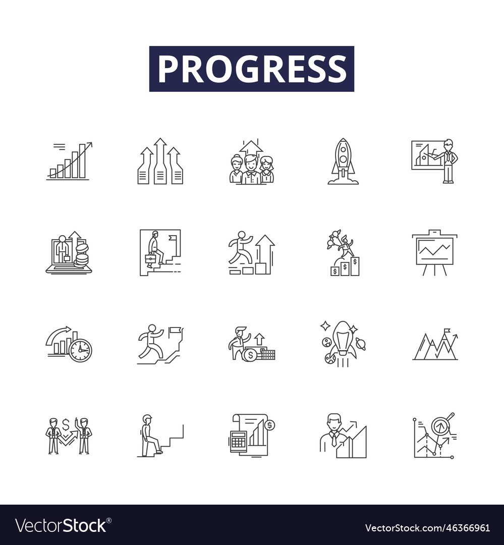 Progress line icons and signs evolve Royalty Free Vector