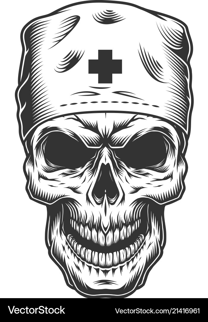 Skull in doctor mask Royalty Free Vector Image