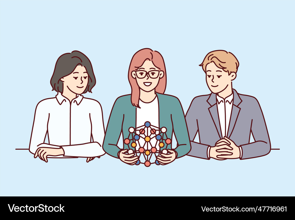 Team with dna network participates in scientific Vector Image