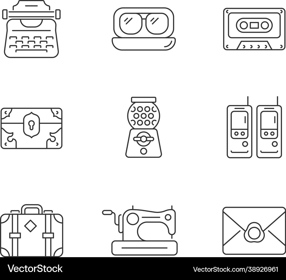 Vintage-inspired style linear icons set Royalty Free Vector
