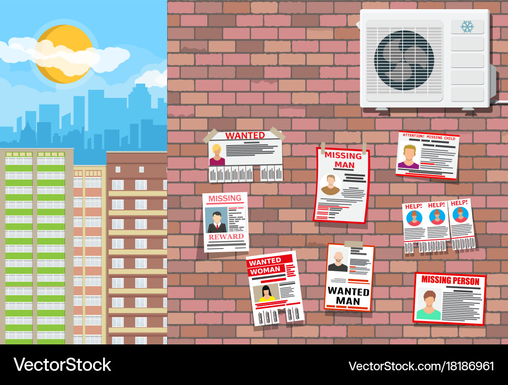 Wanted person paper poster missing announce Vector Image