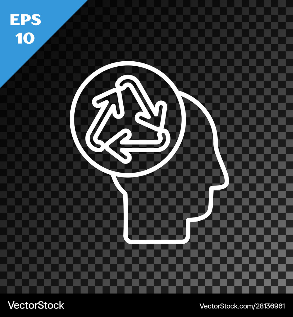 White line human head with recycle icon isolated Vector Image