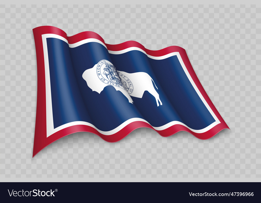3d realistic waving flag of wyoming is a state Vector Image