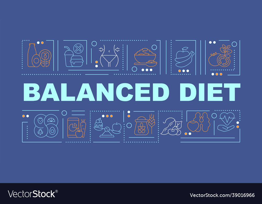 Balanced diet blue word concepts banner Royalty Free Vector