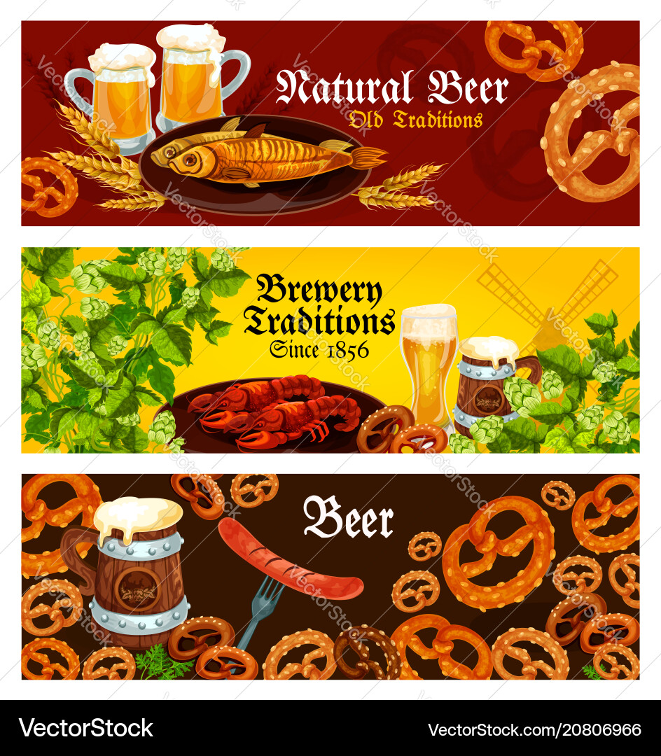 Banners for brewery beer traditions Royalty Free Vector