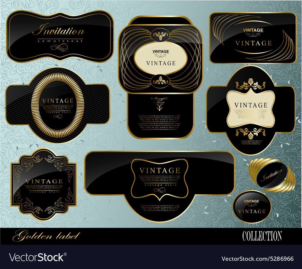 Black gold labels Royalty Free Vector Image - VectorStock