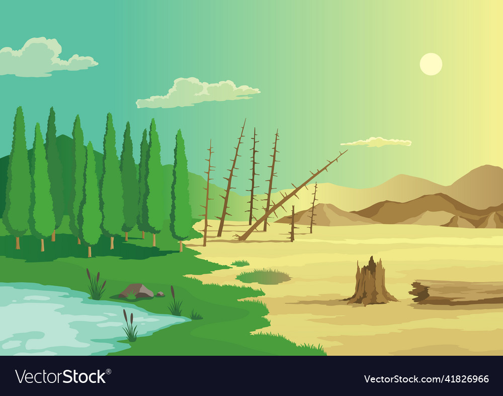 Climate change with land degradation global Vector Image Climate change with land degradation global Vector Image