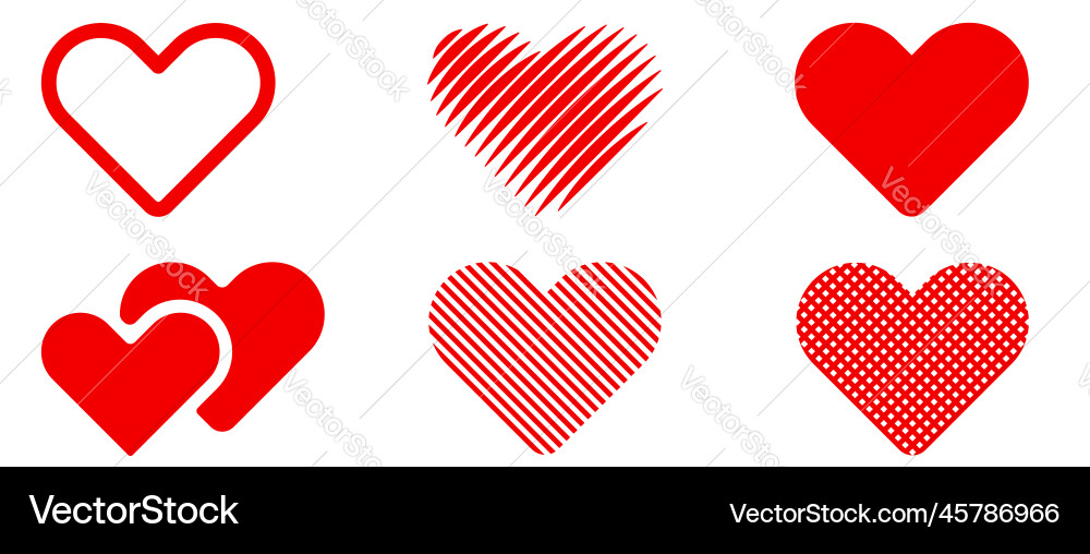 Decorative heart shape icon set valentine Vector Image