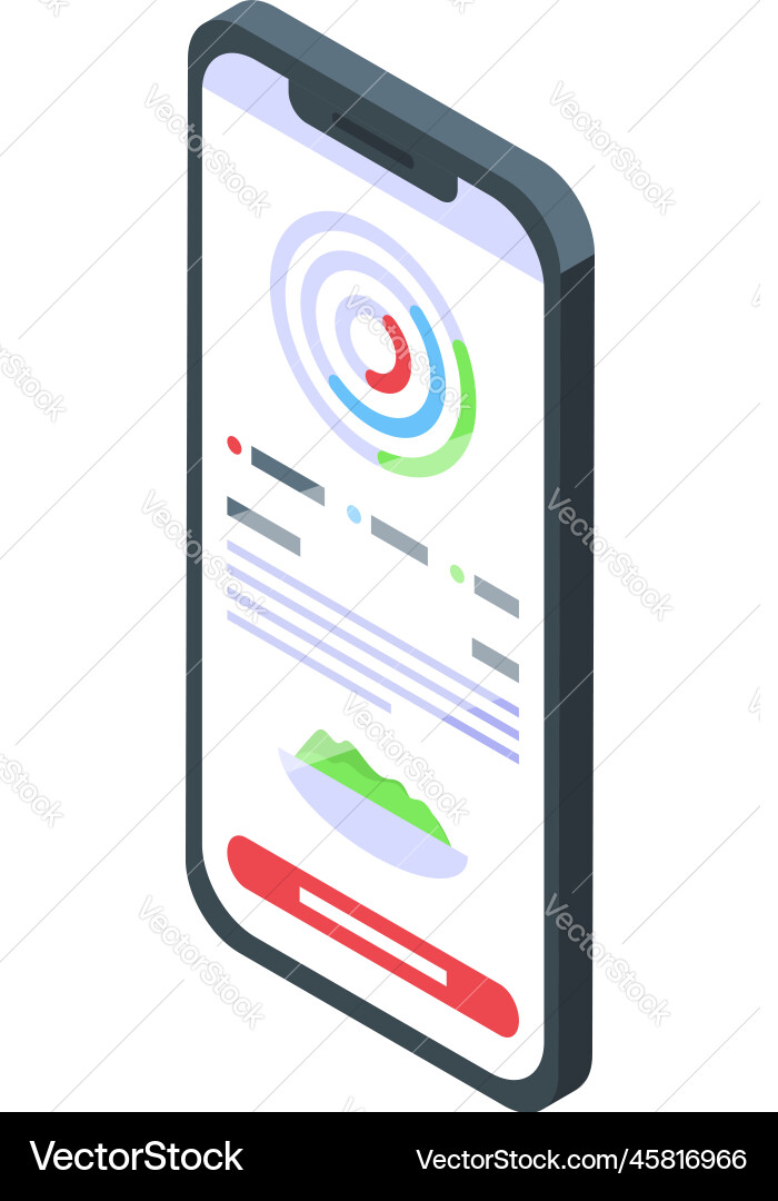 Diet app icon isometric sport phone Royalty Free Vector