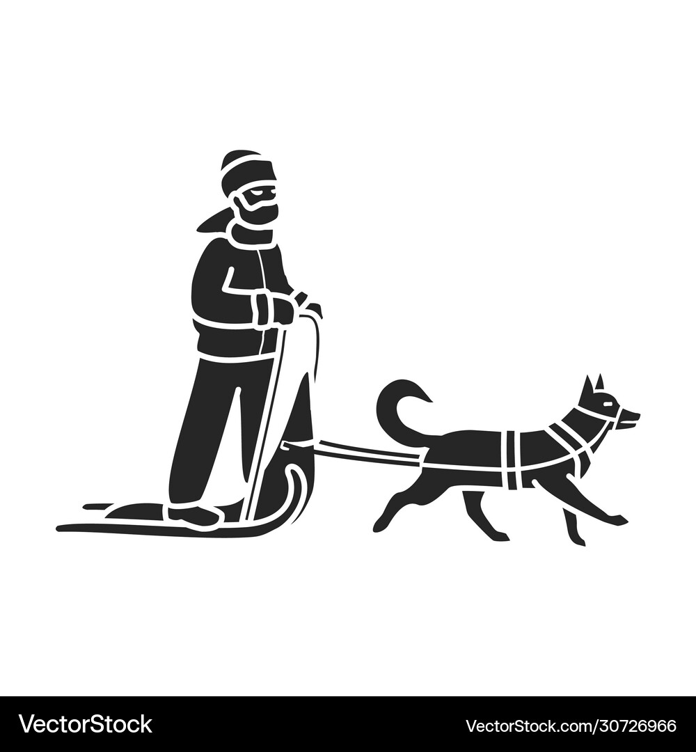 Dog with sled iconblack icon Royalty Free Vector Image