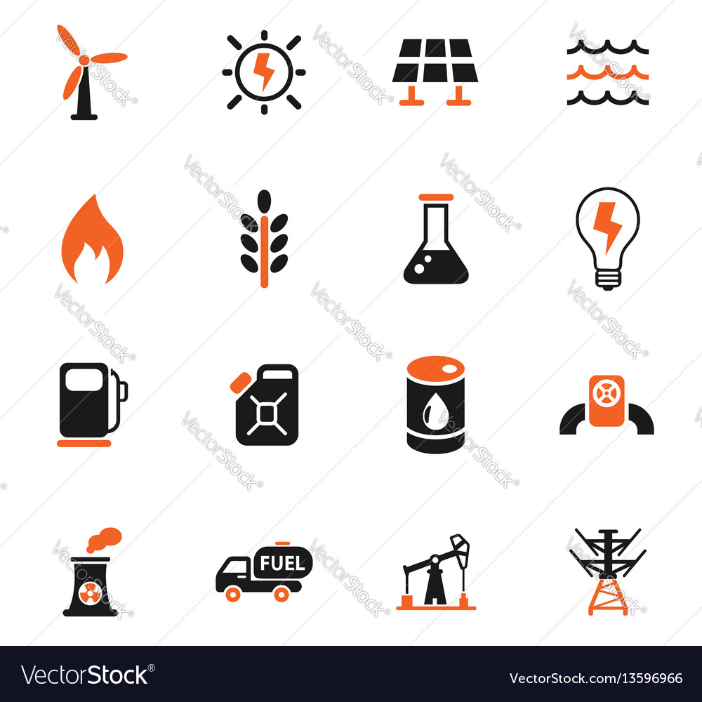 Fuel and power icon set Royalty Free Vector Image