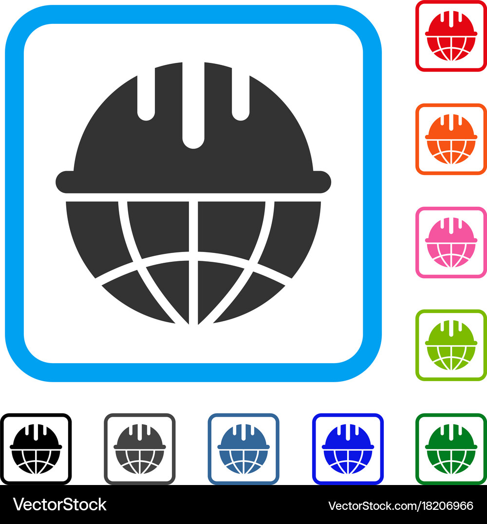 Global safety helmet framed icon Royalty Free Vector Image