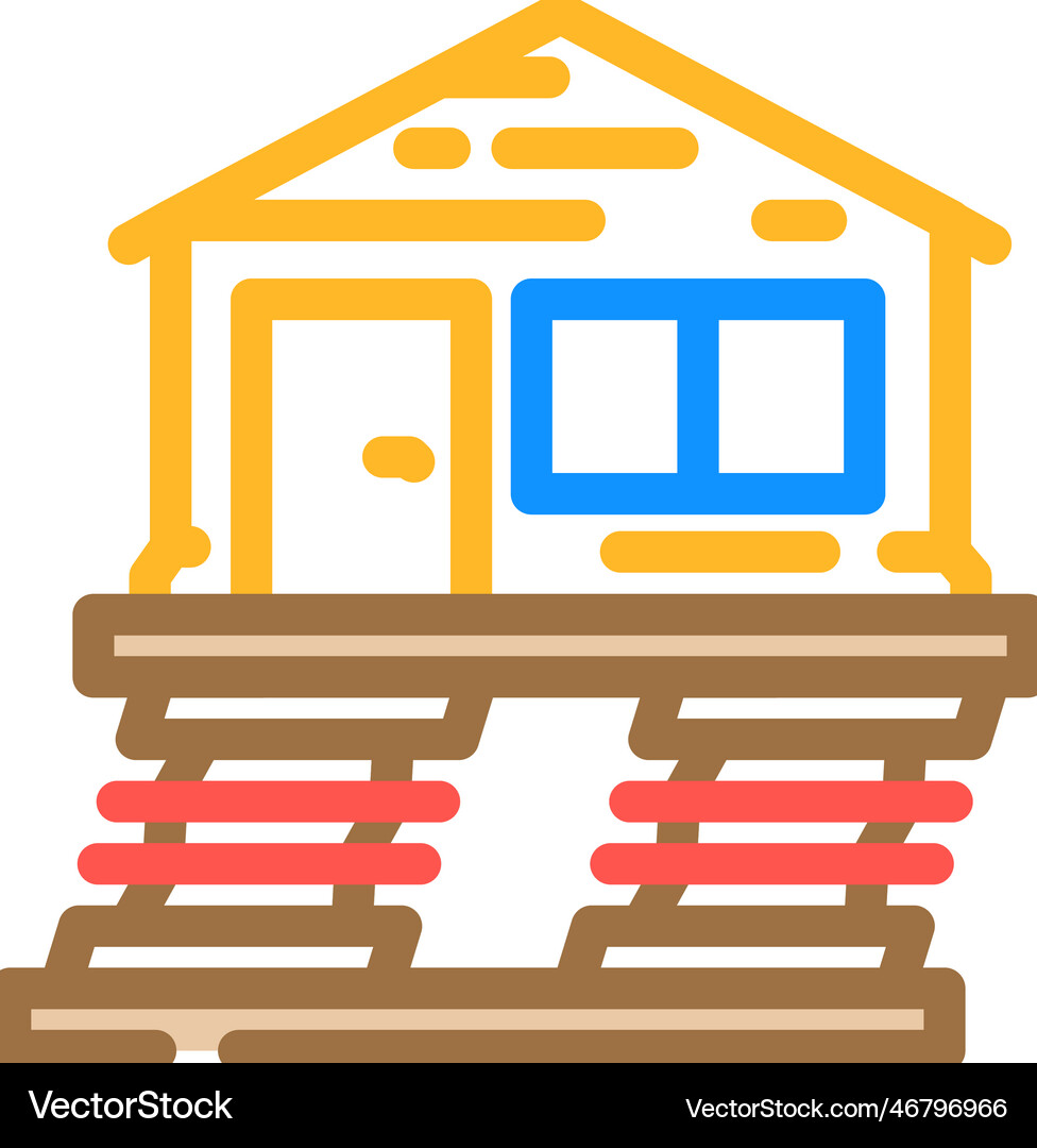 House protect earthquake color icon Royalty Free Vector