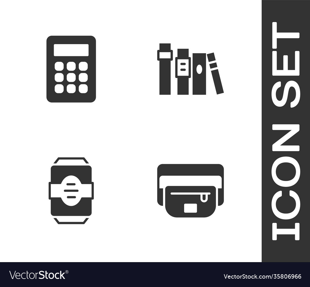 Set waist bag banana calculator energy drink Vector Image Set waist bag banana calculator energy drink Vector Image
