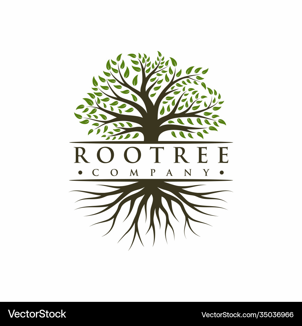 Vibrant tree logo design tree and root tree of Vector Image