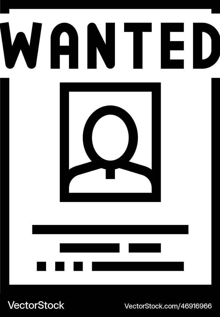 Wanted poster crime line icon Royalty Free Vector Image