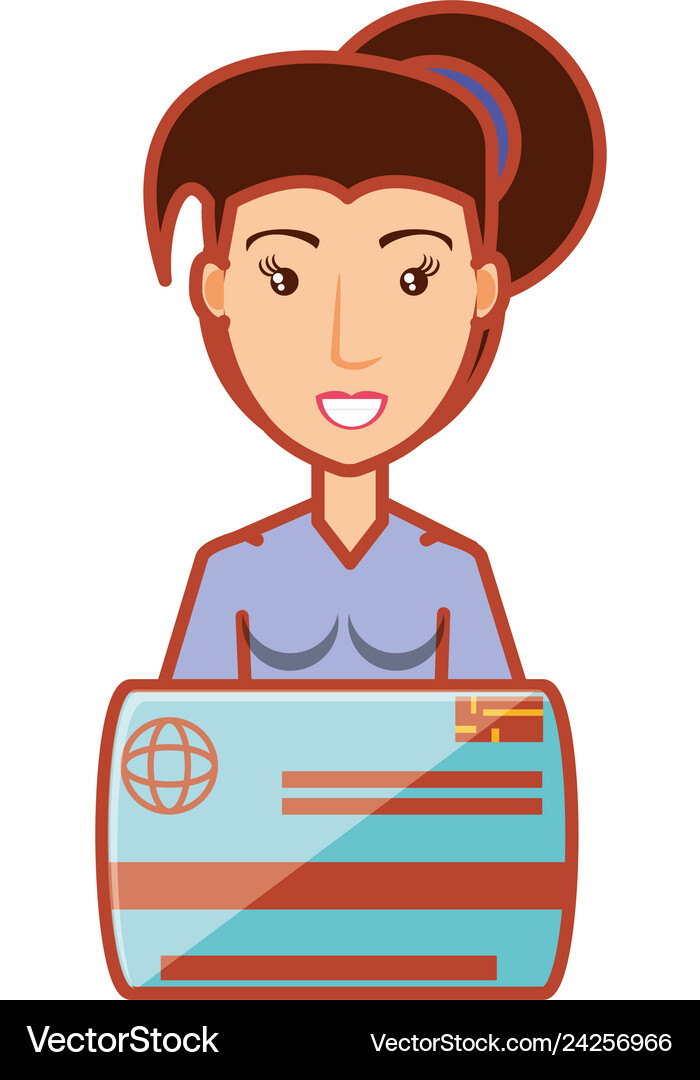 Young woman with credit card Royalty Free Vector Image