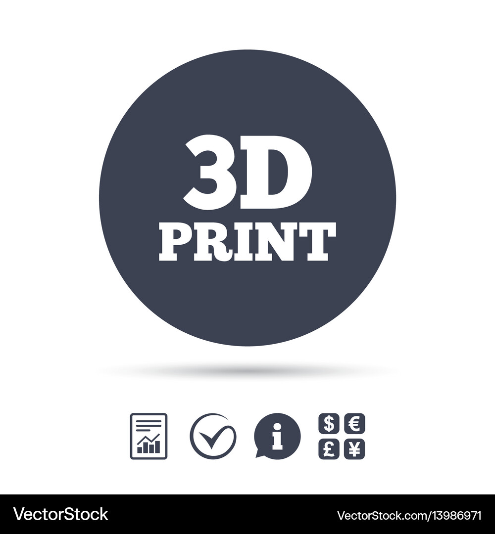 3d print sign icon printing symbol Royalty Free Vector Image