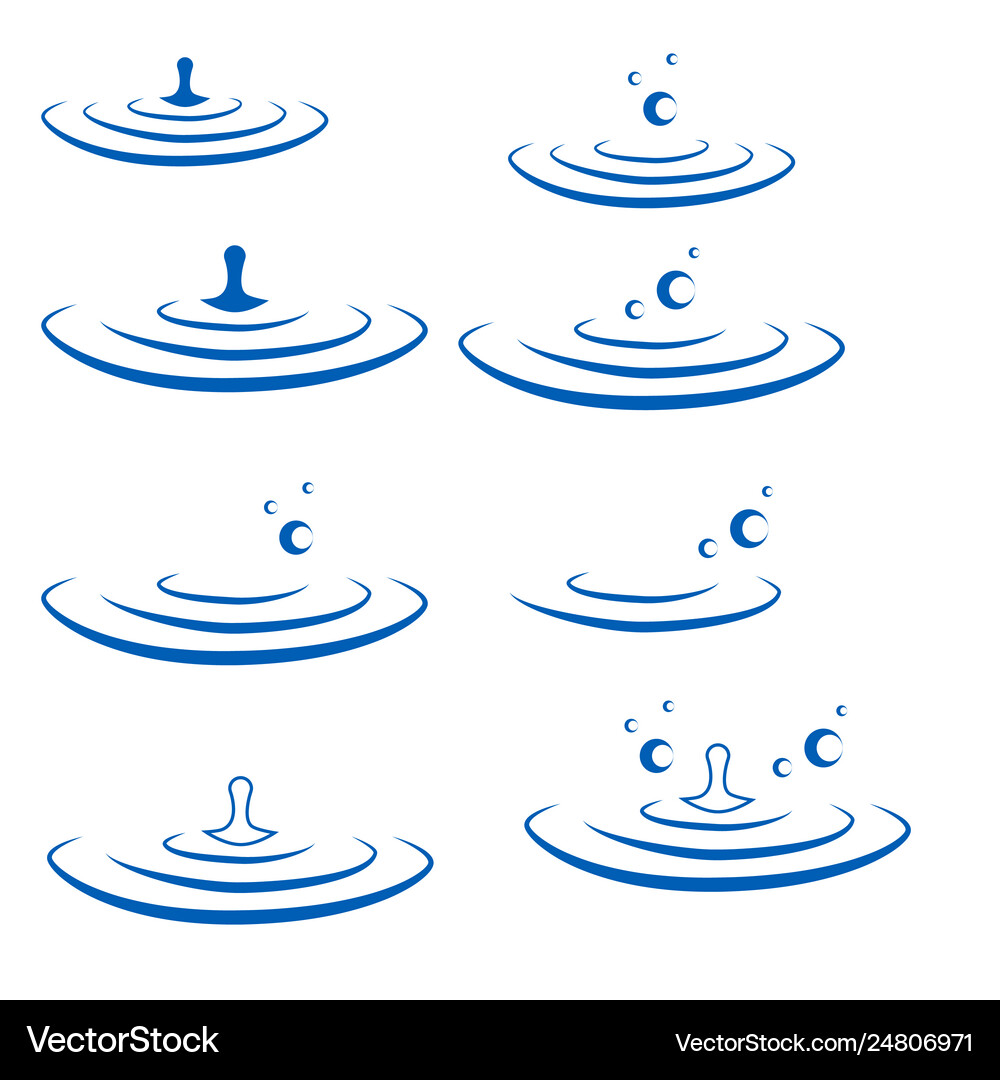 Abstract set blue water drop icons on white Vector Image